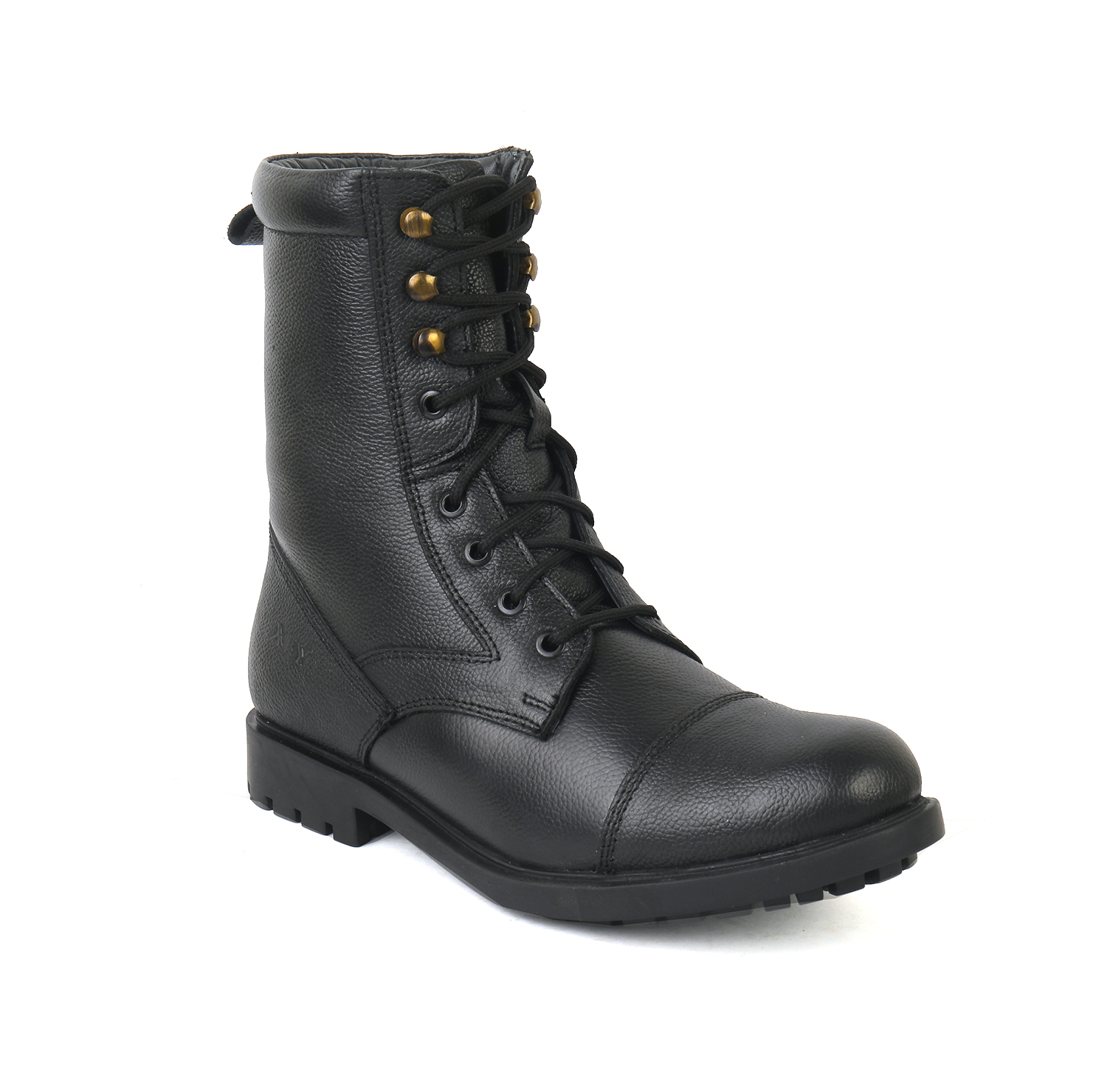 XHUGOY AR-1 Genuine Black Full Leather Military Men’s Combat Boots ...